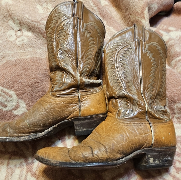 Justin Boots | Shoes | Vintage Justin Elephant Hide Western Boots ...